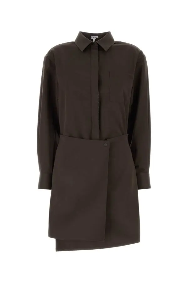 Loewe Chocolate Gabardine Mini Dress