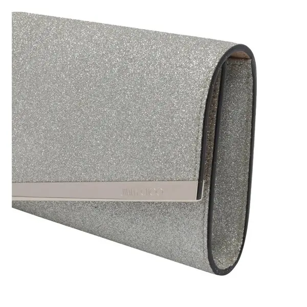JIMMY CHOO Emmie Pochette Clutch With Chain Strap - Silver