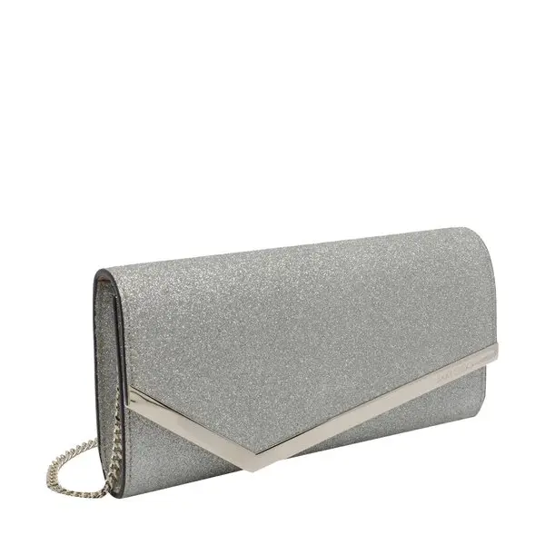 JIMMY CHOO Emmie Pochette Clutch With Chain Strap - Silver