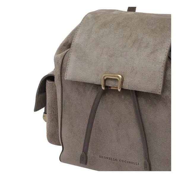 Brunello Cucinelli Logo Suede Backpack