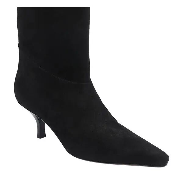 Paris Texas Knee-high Suede Stiletto Heel Boots - Black