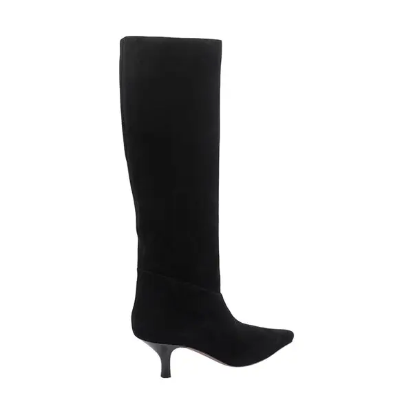 Paris Texas Knee-high Suede Stiletto Heel Boots - Black
