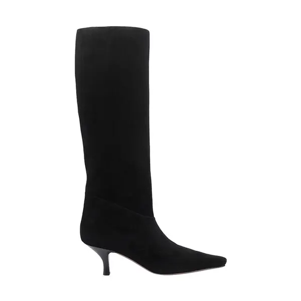 Paris Texas Knee-high Suede Stiletto Heel Boots - Black