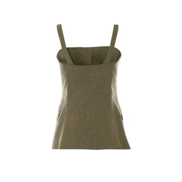 Max Mara Prince Of Wales Print Wool Vest - Green