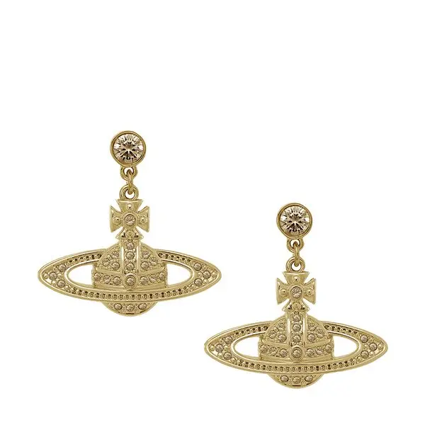 VIVIENNE WESTWOOD Mini Bas Relief Drop Earrings With Crystals And Stones - Gold