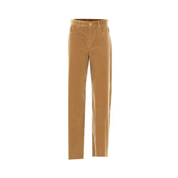Max Mara Straight Leg Velvet Trousers - Cream