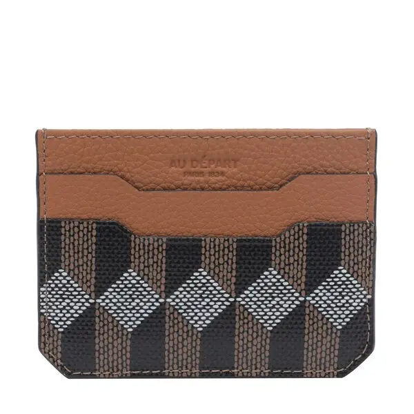 AU DEPART Logo Card Holder - Brown