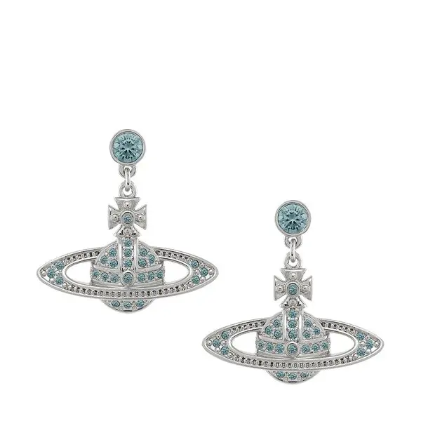 VIVIENNE WESTWOOD Mini Bas Relief Drop Earrings With Crystals - Blue