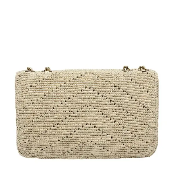 Saint Laurent Medium Raffia Loulou Shoulder Bag - Cream