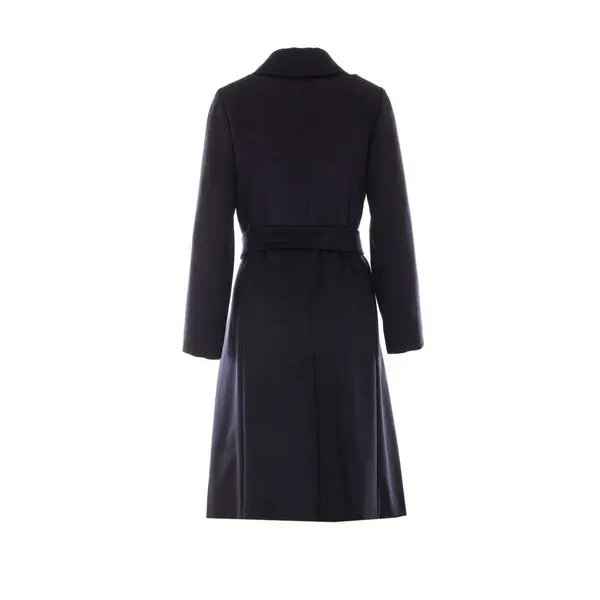 Max Mara Virgin Wool Double-breasted Belted Coat - Blue