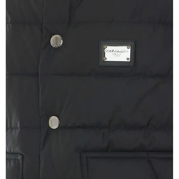 Dolce & Gabbana Quilted Logo Plaque Down Vest - Black
