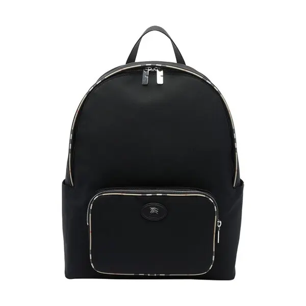 Burberry Backpack With Check Trim - Black