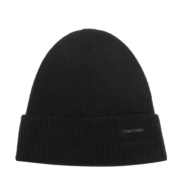 TOM FORD Logo Ribbed Cashmere Beanie