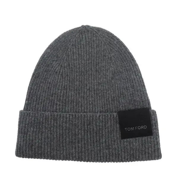 TOM FORD Logo Ribbed Cashmere Beanie