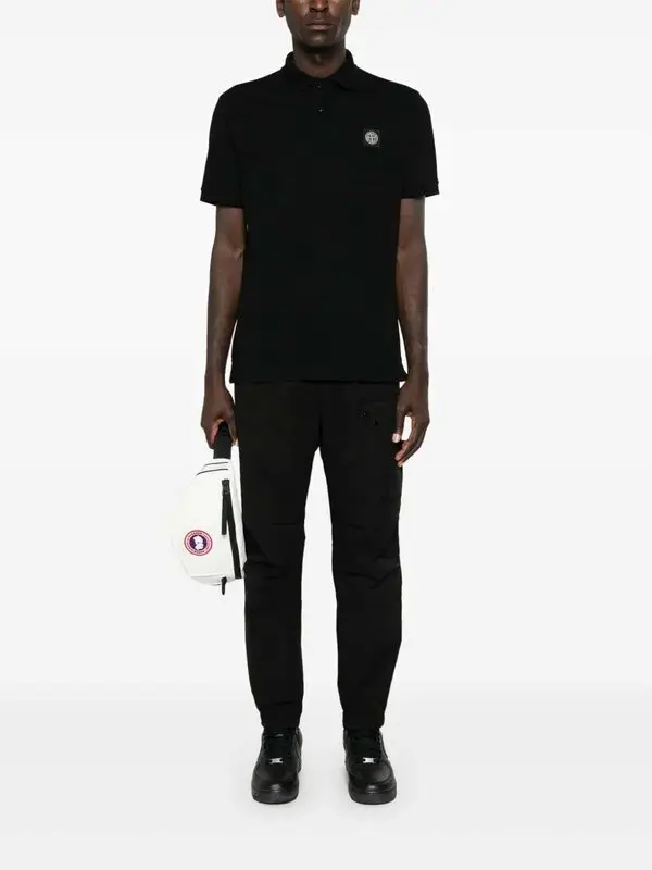 Stone Island Logo-patch Polo Shirt - Black