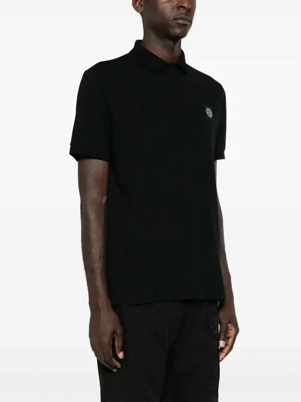 Stone Island Logo-patch Polo Shirt - Black