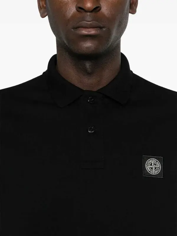 Stone Island Logo-patch Polo Shirt - Black
