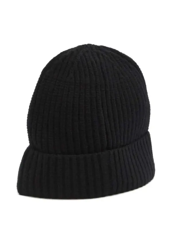 Stone Island Ribbed Knit Beanie With Logo