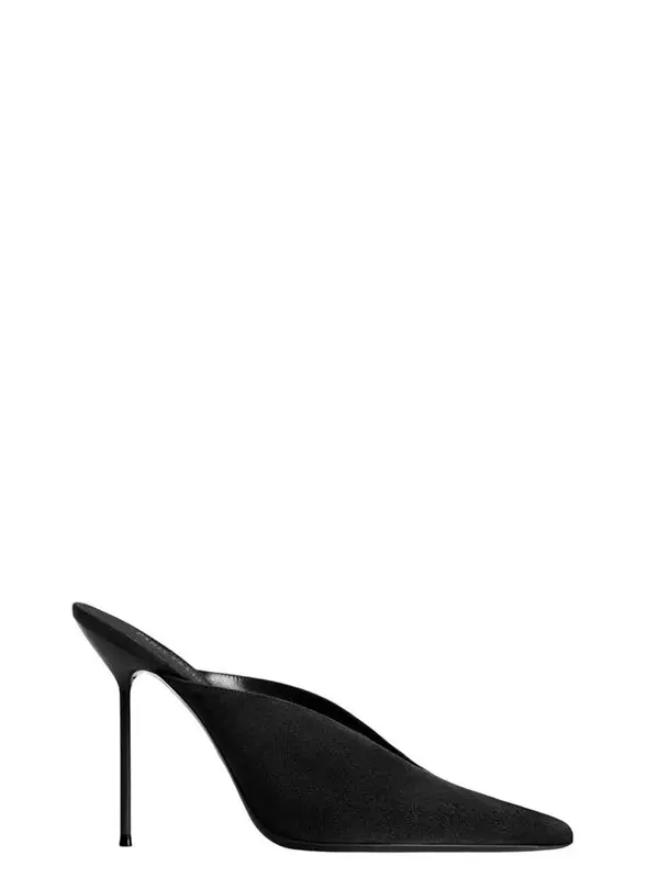 Paris Texas Suede Mules With Lidia Heel - Black