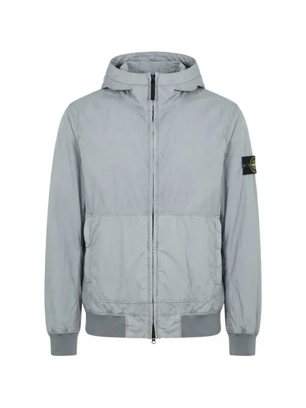 Stone Island Logo Patch Hooded Jacket - Gray