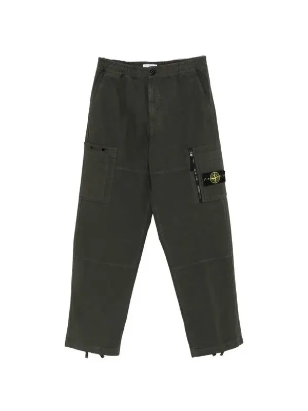 Stone Island Cargo Pants With Logo Patch - Gray