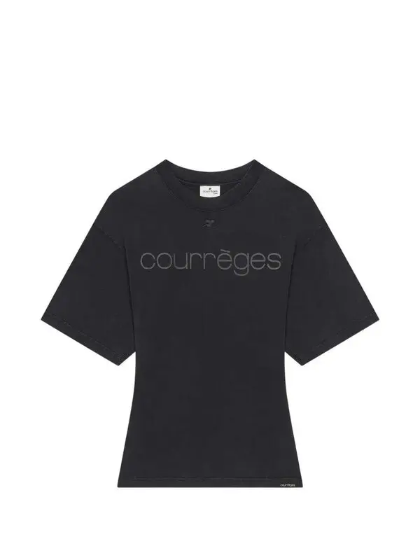 COURREGES Printed Logo T-shirt - Black