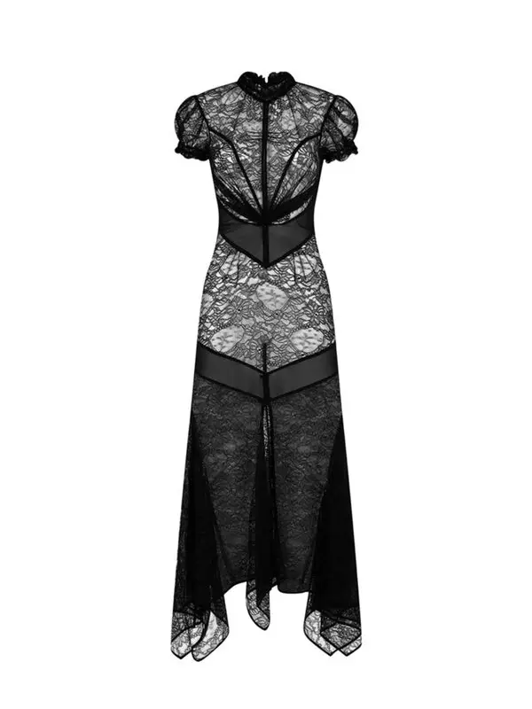 Attico Lace Midi Dress - Black