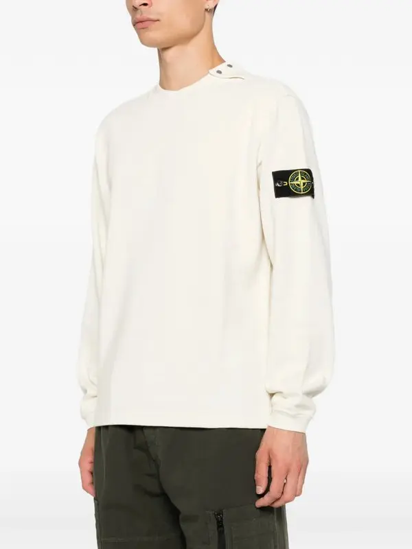 Stone Island Button-detail Sweater With Logo Patch On The Shoulder
