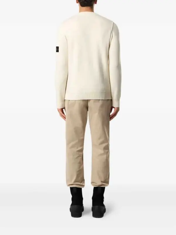 Stone Island Striped Logo Sweater - White