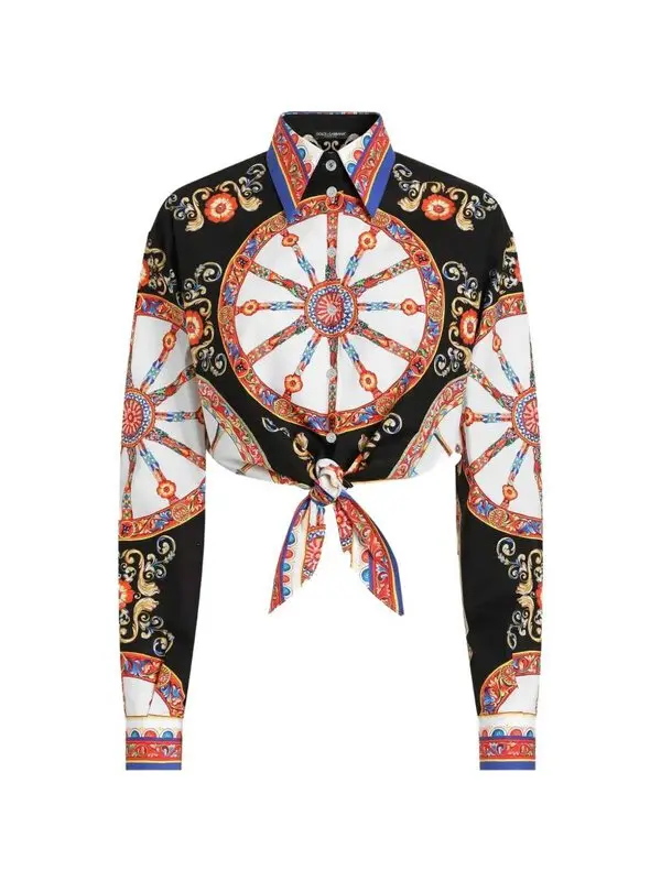 Dolce & Gabbana Carretto-print Cropped Shirt - Multicolor