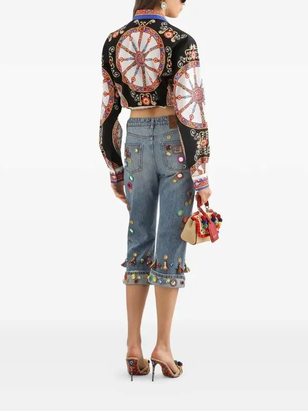 Dolce & Gabbana Carretto-print Cropped Shirt
