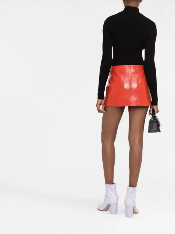 COURREGES Ribbed High Neck Sweater With Logo Patch - Black