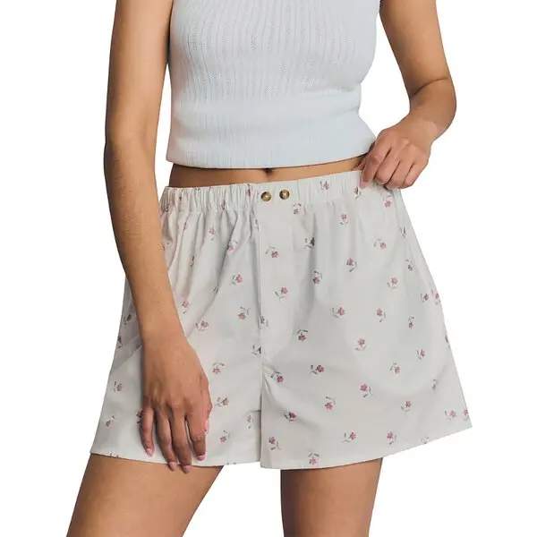 PIGLET IN BED Posy Bud Cotton Boxer Shorts - Pearl