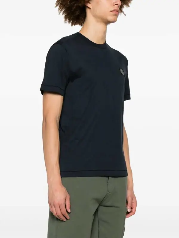 Stone Island T-shirt With Logo Appliqu - Blue