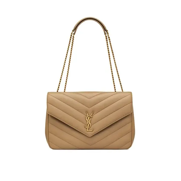 Saint Laurent Loulou Large Quilted Leather Shoulder Bag - Cream