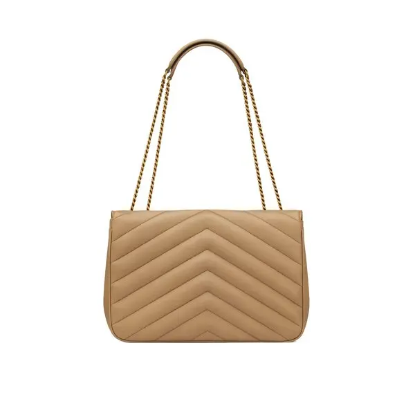 Saint Laurent Loulou Large Quilted Leather Shoulder Bag - Cream