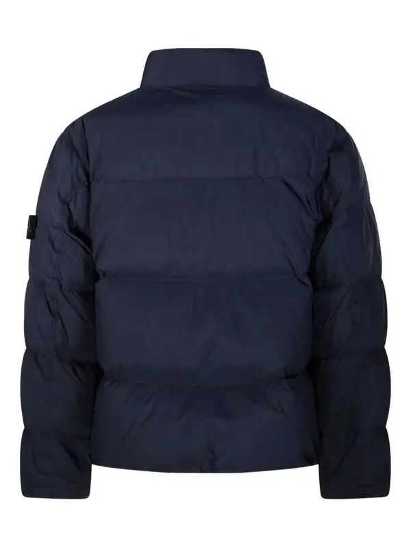 Stone Island Quilted Down Button-up Jacket - Blue