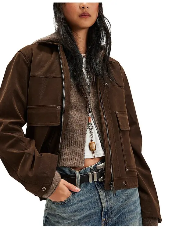 Free People Blair Faux Suede Sierra Jacket - Chocolate