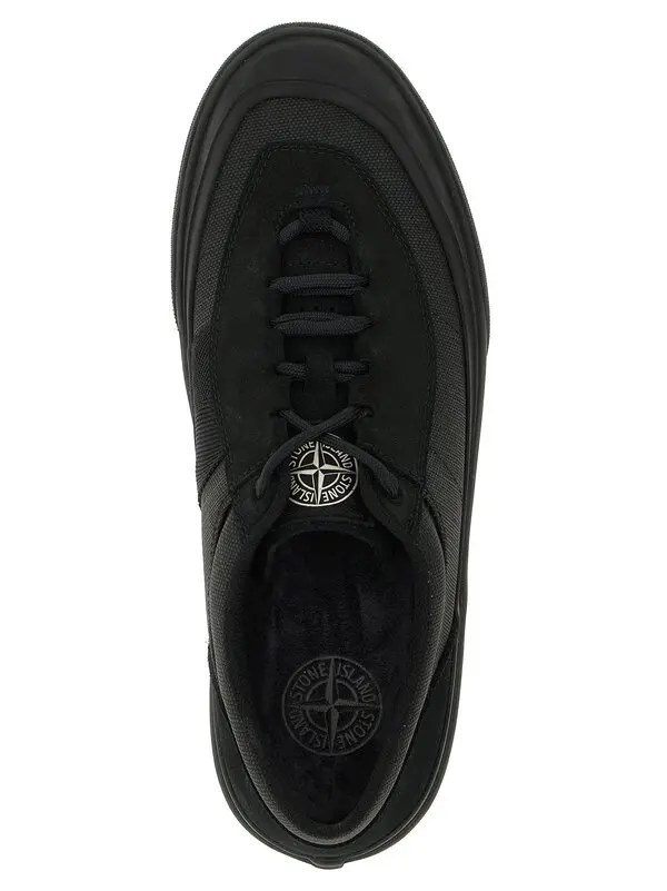 Stone Island Low Top Sneakers With Suede Accents