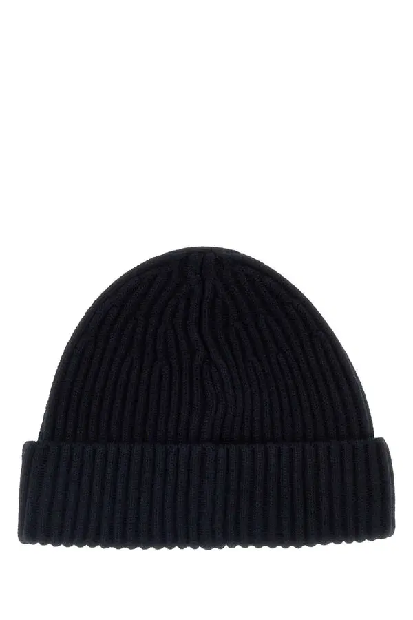 Stone Island Ribbed Wool Beanie Hat - Blue