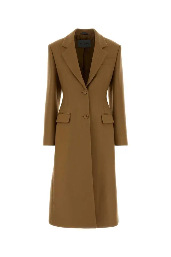 Balenciaga Biscuit Wool Blend Coat - Brown