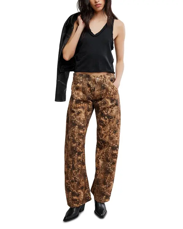 Free People Fable Low Rise Print Jeans