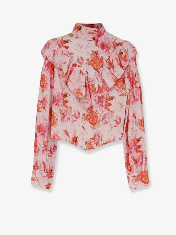 ACTUALEE Printed Cotton Shirt - Red