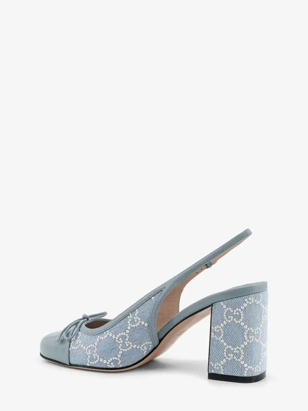 Gucci Denim Pumps With Allover Logo Detail