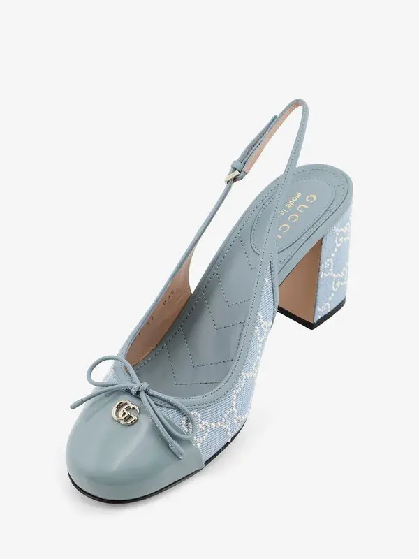 Gucci Denim Pumps With Allover Logo Detail