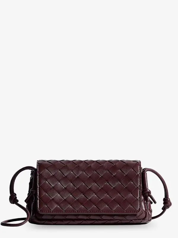 Bottega Veneta Notturno Clutch Bag With Leather Crossbody Bag - Purple