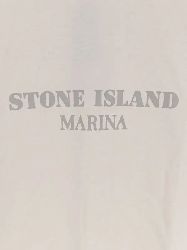 Stone Island Cotton Tshirt With Front Logo Print
