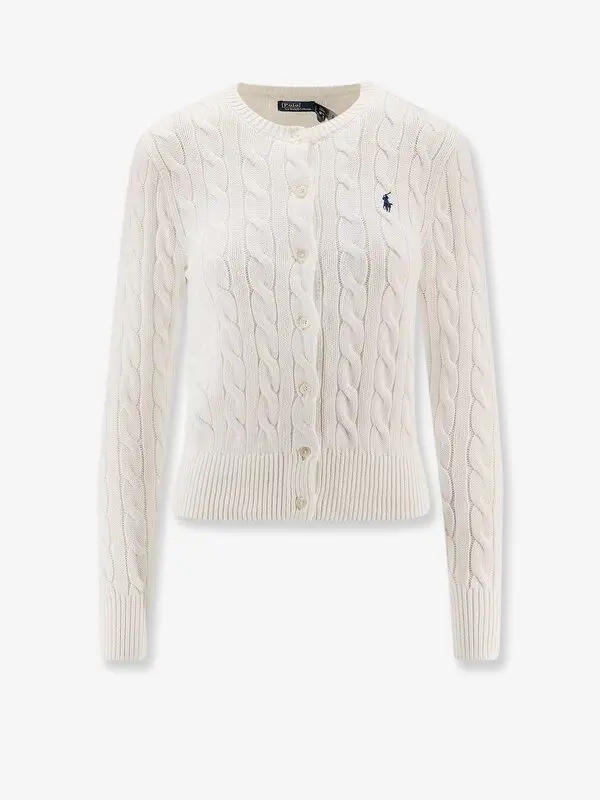 Polo Ralph Lauren Cotton Cardigan With Contrasting Logo - White