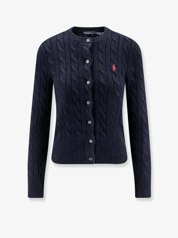 Polo Ralph Lauren Cotton Cardigan With Contrasting Logo - Blue