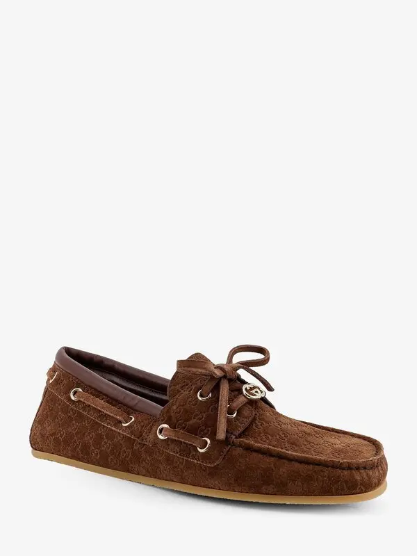 Gucci Suede Loafers With Allover Gg Logo